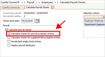 How do I calculate payroll exception checks?