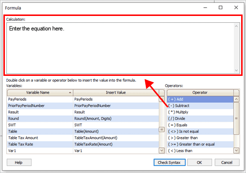 How do I use operators and variables in a formula?