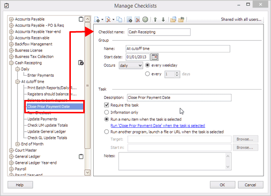 How do I update a checklist?