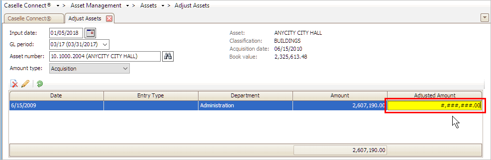 How do I adjust assets?
