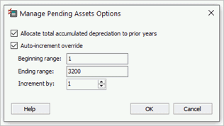 How do I change my default setting to auto-increment the asset number?