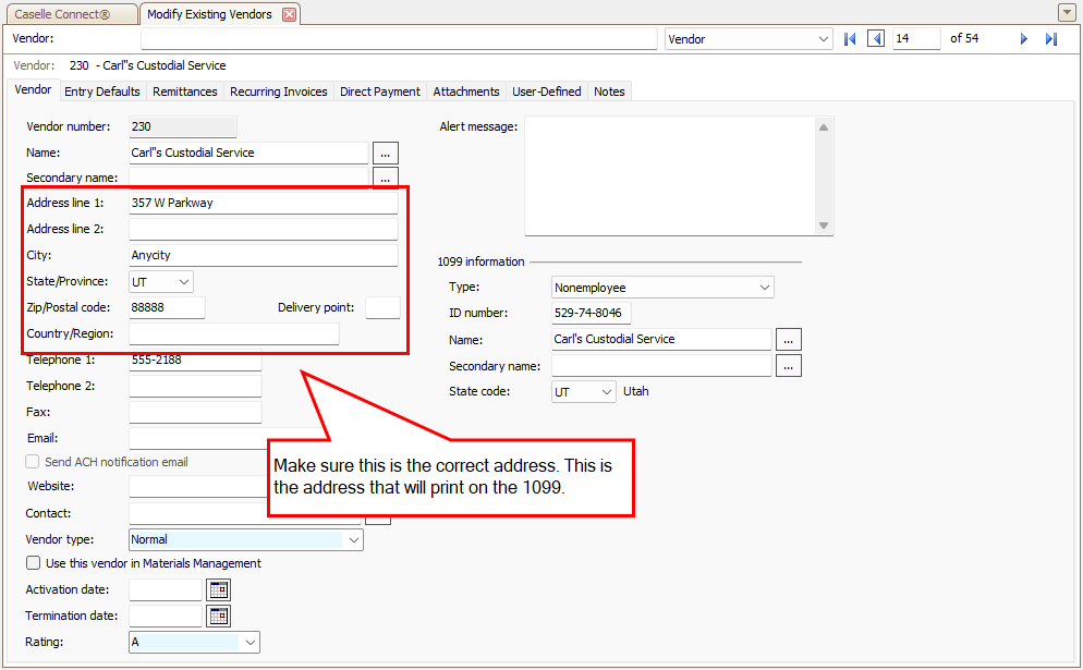Step 2. Verify the vendor 1099 settings