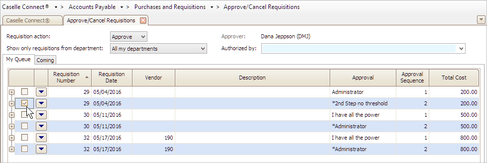 How do I approve requisitions?