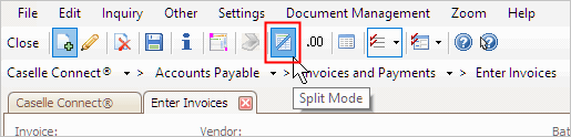 How do I enter invoices using Split mode?