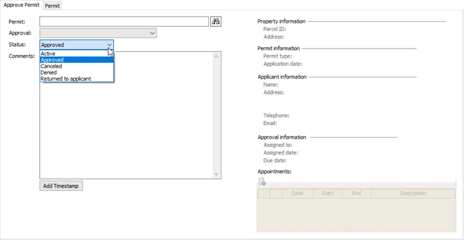 How do I change a permit approval status?