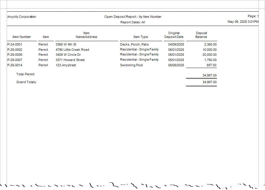 How do I print an open deposit report? (2025.08)