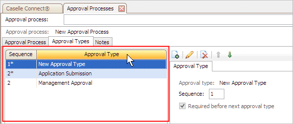 How do I add approval types to an approval process?