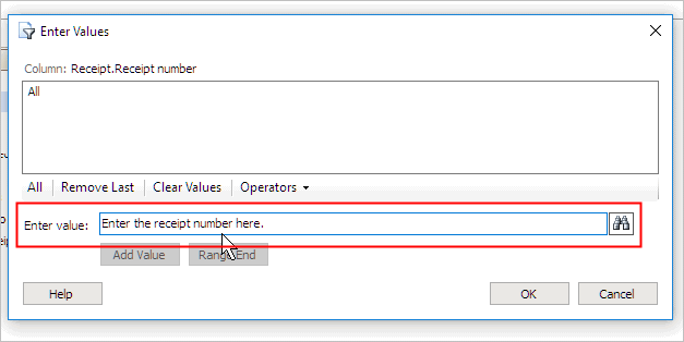 How do I change the receipt number range?