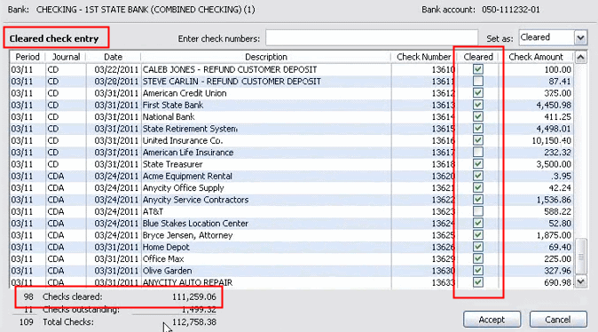 How do I import cleared checks?