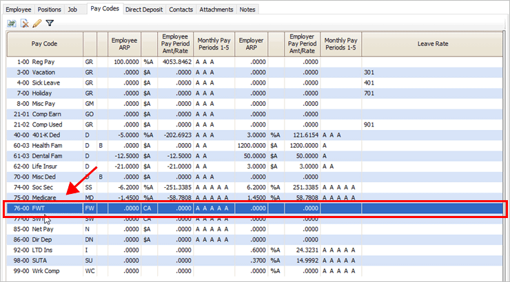 How do I update FWT information for an employee?