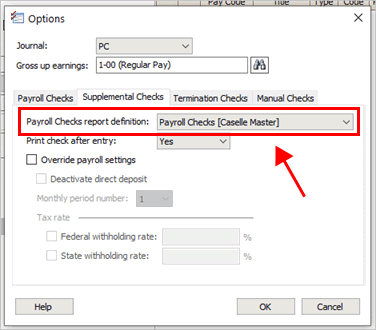 How do I change my default report definition for supplemental checks ...