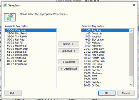 What if the pay code is not included in the Employee Pay Codes list?