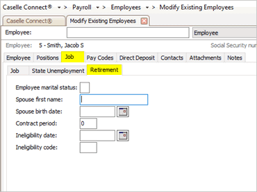 How do I enter an employee's retirement information?