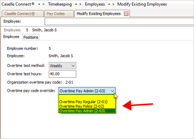 How do I set up an overtime override pay code?
