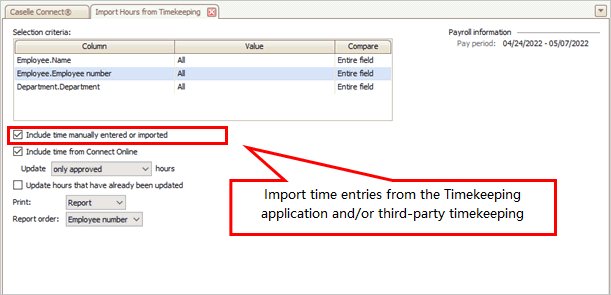 How do I import hours from Timekeeping?