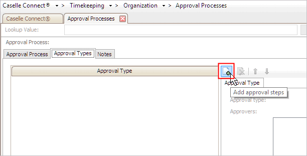 How do I add approval types to an approval process?
