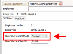 How do I make an employee exempt from overtime test?