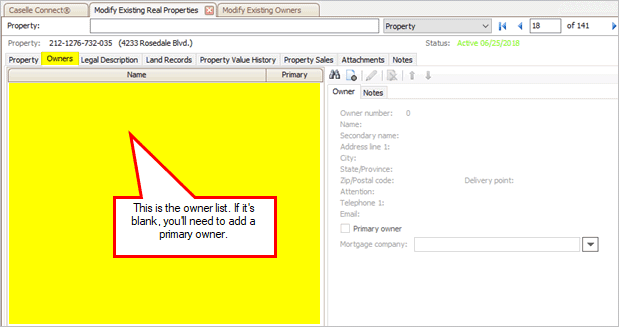 How do I verify properties have a primary owner?