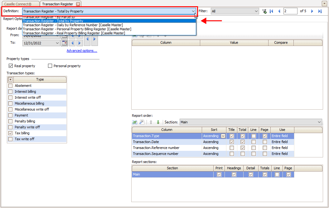 How do I print a transaction register?