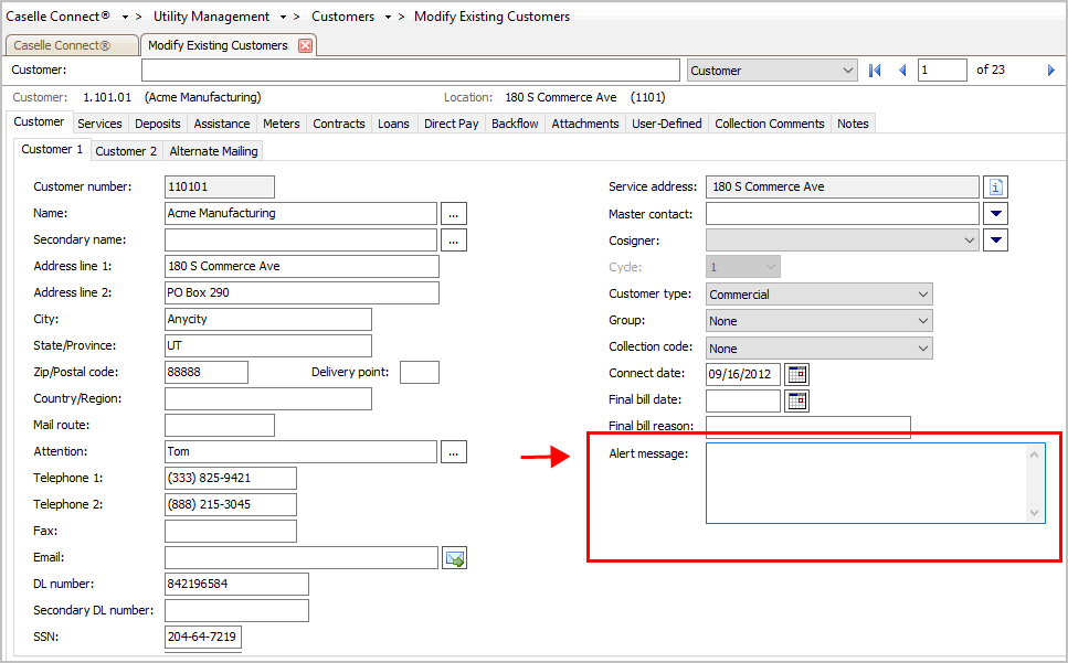 How do I add/remove an alert message?
