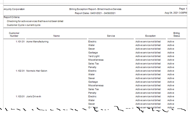How do I check for active services that have not been billed?