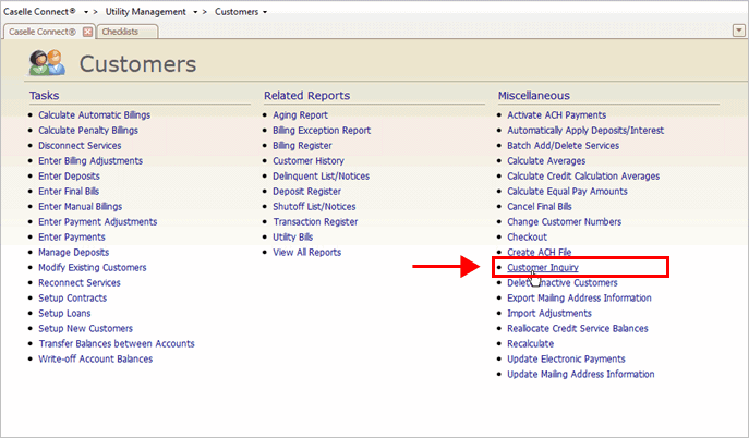 How do I launch Customer Inquiry?