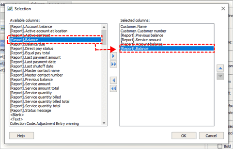 How do I show a report balance on a billing register?